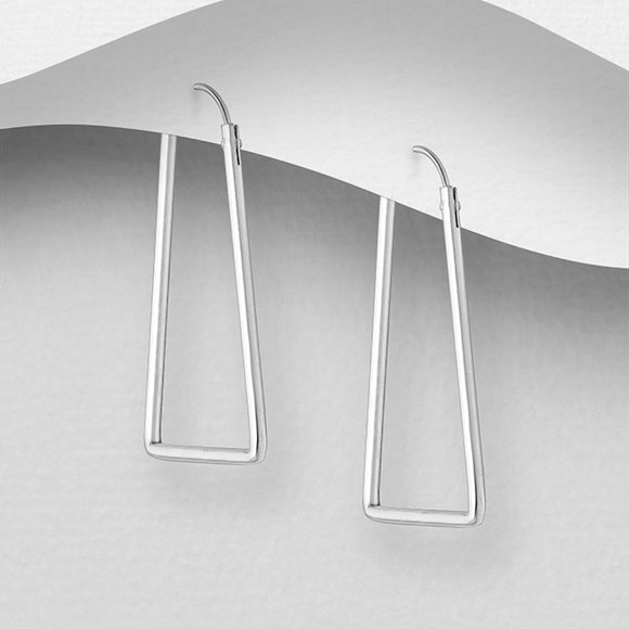 Jewelry | Geometric Rectangular Hoop Sterling Silver Earring 925 | Poshmark